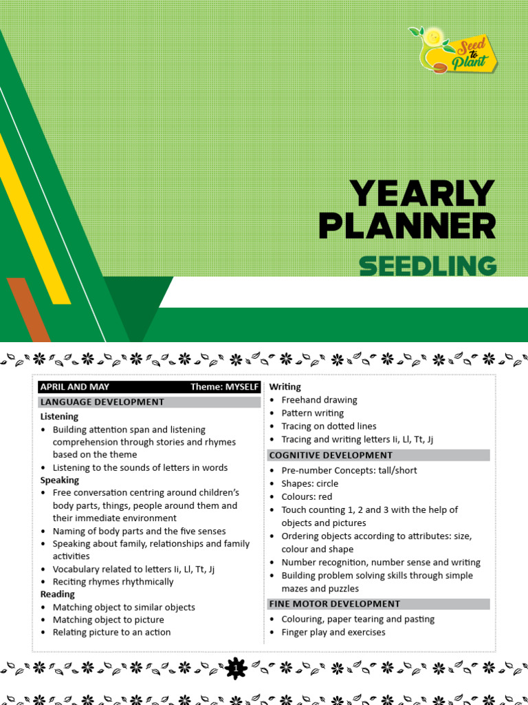SEEDLING (24-25) Annual Planner | PDF | Language Development | Cognitive Development