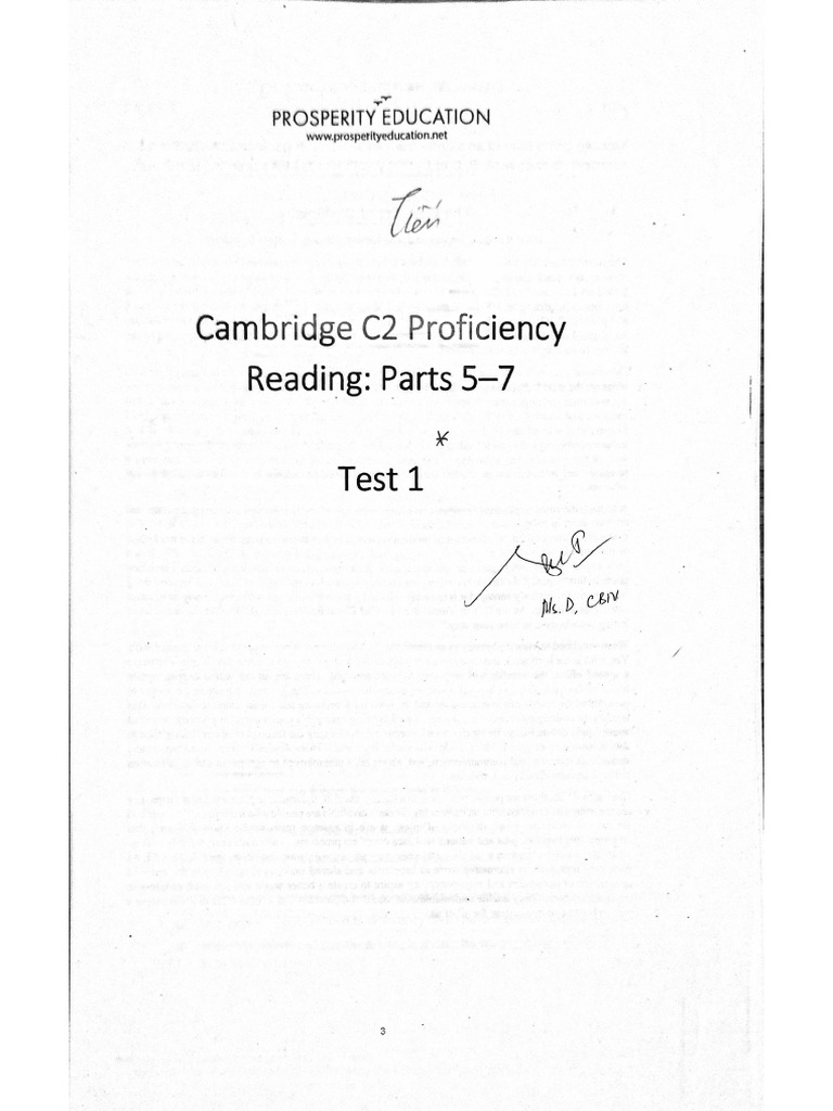 Cambridge c2 Proficiency Reading - Parts 5-7 | PDF