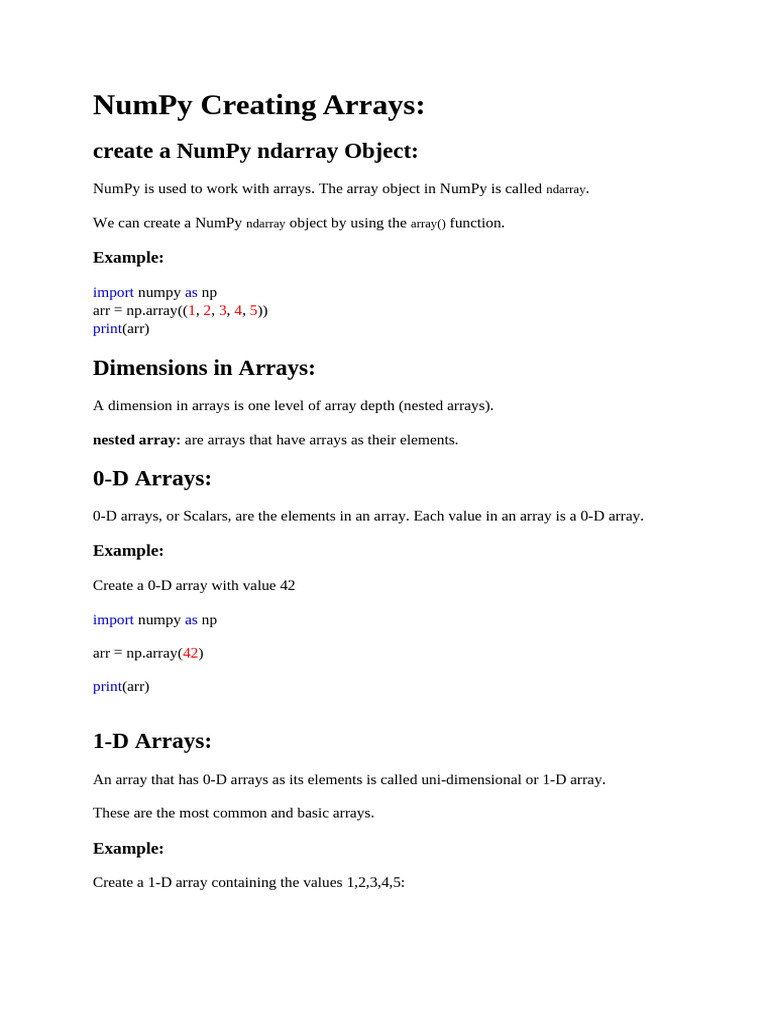 2 NumPy Creating Arrays | PDF 2 NumPy Creating Arrays | PDF