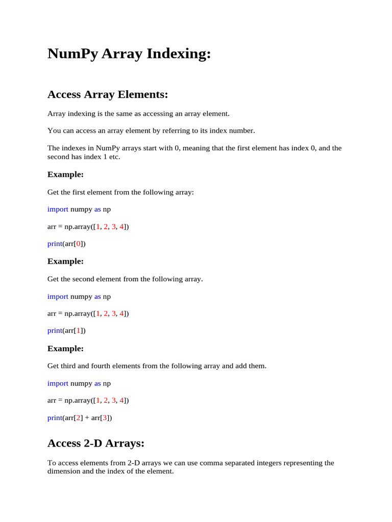 3 NumPy Array Indexing | PDF 3 NumPy Array Indexing | PDF