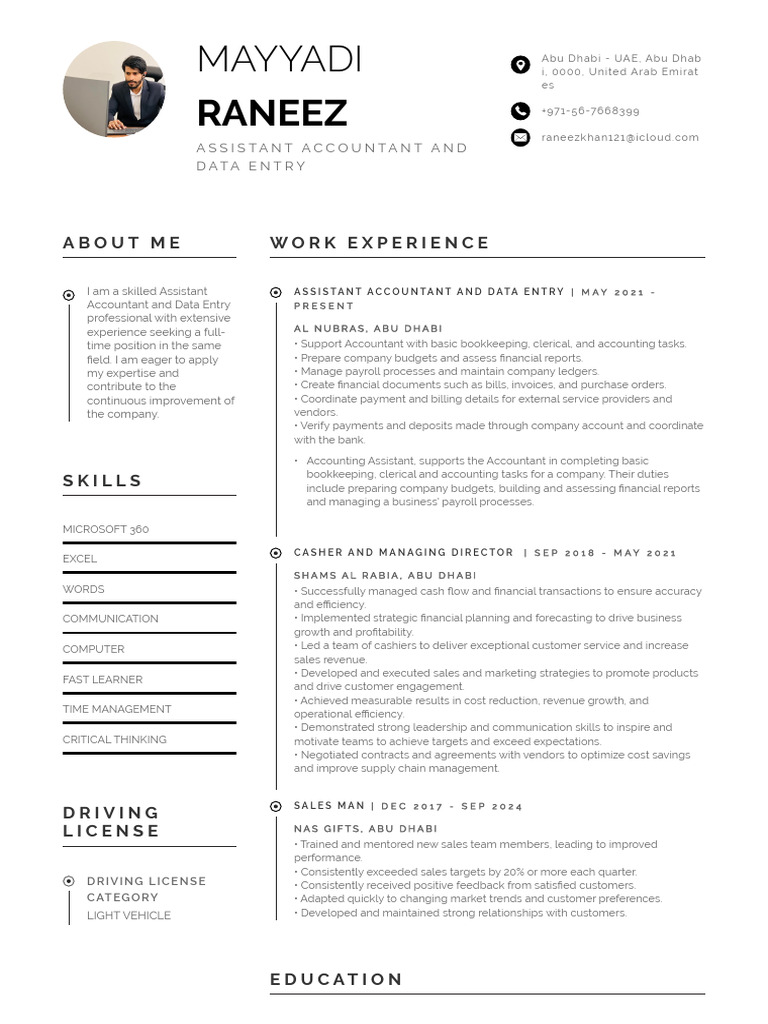 M Raneez Resume 2 | PDF | Bookkeeping | Business Economics