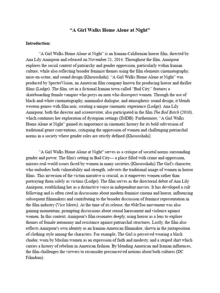 Feminist Themes in "A Girl Walks Home" | PDF | Feminism | Gender Studies