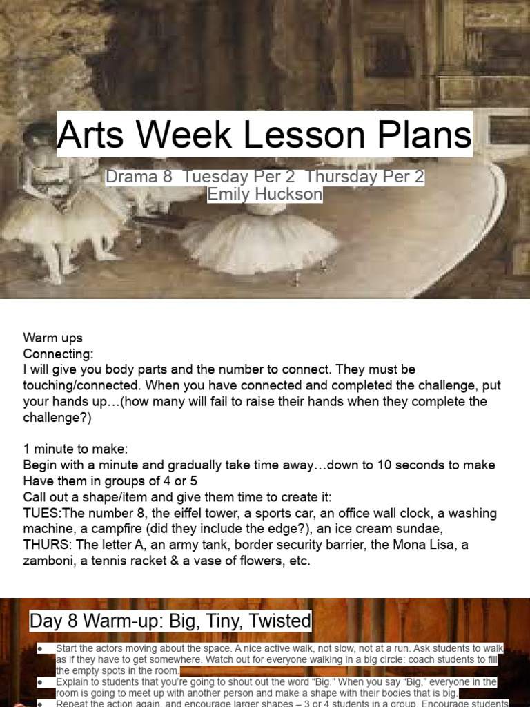 Arts Week Drama Lesson Plans | PDF
