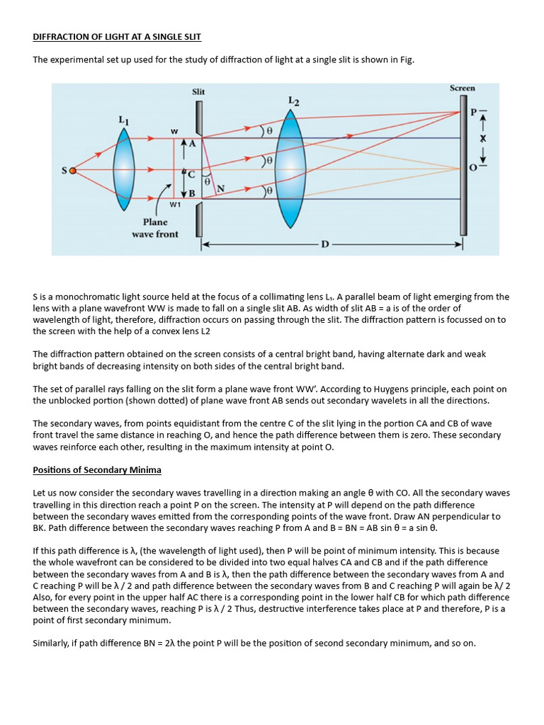 Diffraction at A Single Slit | PDF | Diffraction | Scientific Phenomena