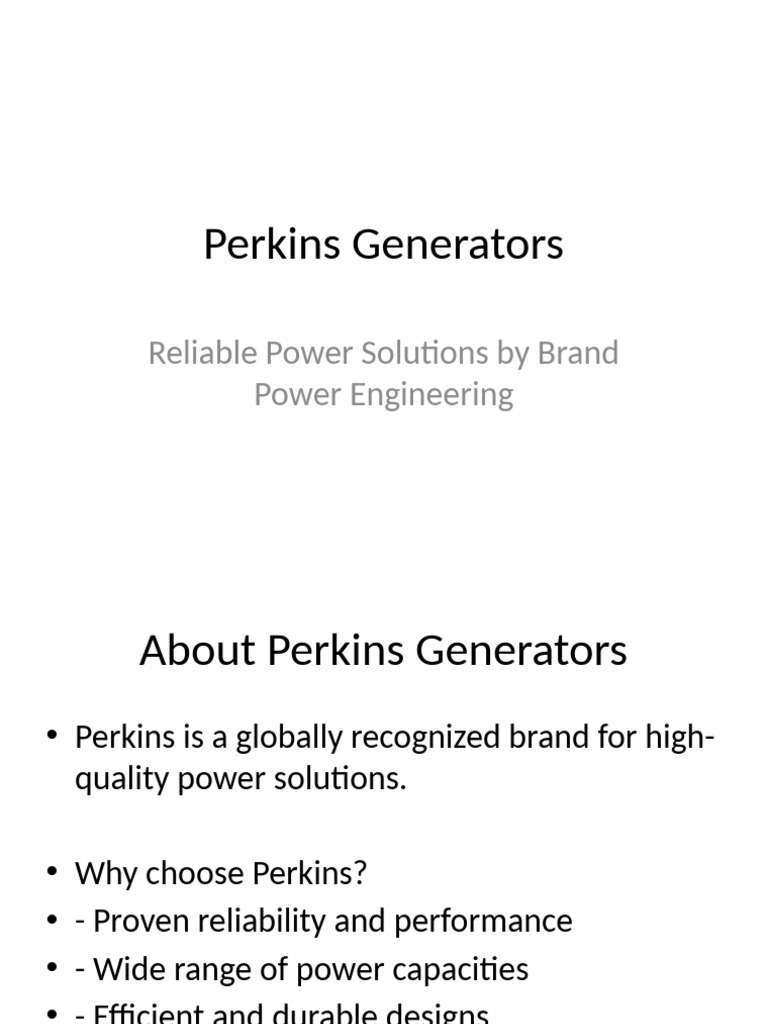 Perkins Generators: Reliable Power Solutions | PDF