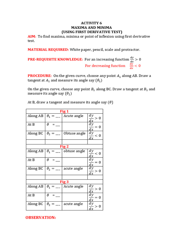 First Derivative Test for Maxima/Minima | PDF | Differential Calculus ...