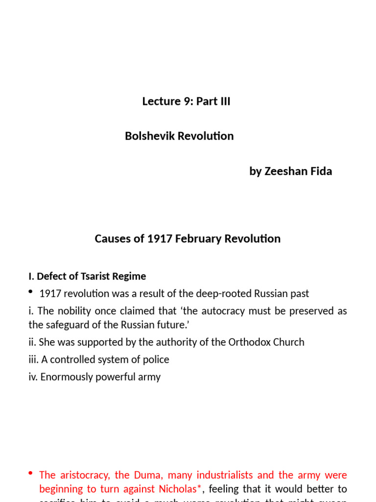 Russian Revolution Part III Lecture 9 | PDF | Nicholas Ii Of Russia ...