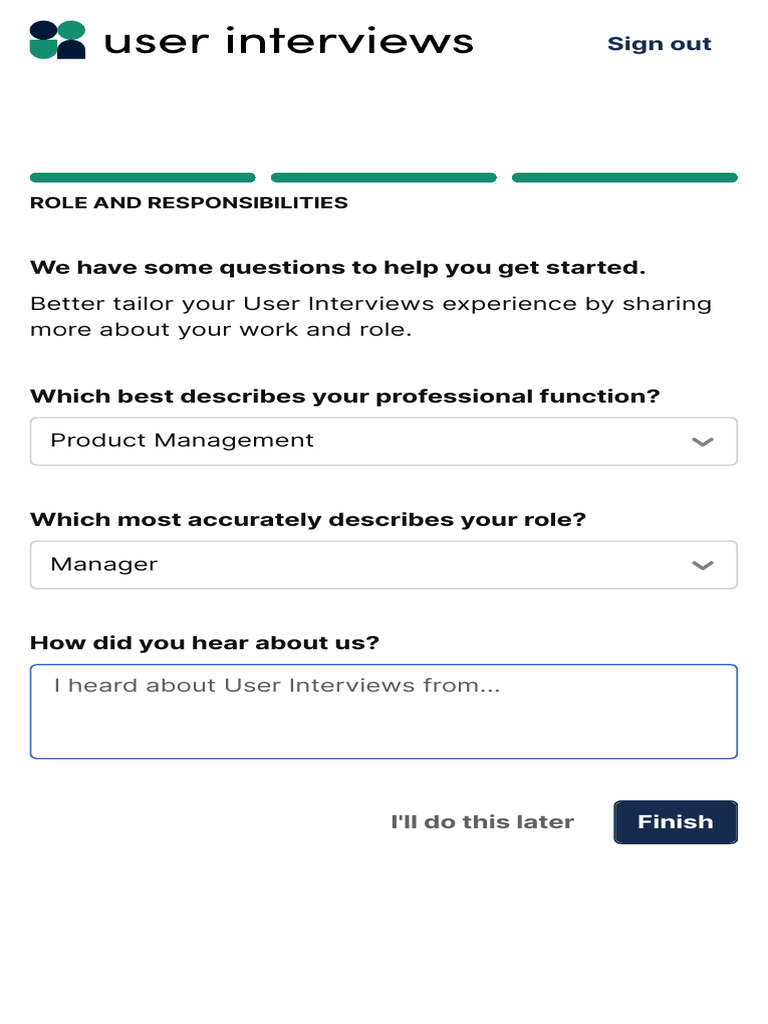 Account Setup User Interviews | PDF