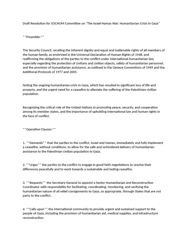 Draft Resolution for SOCHUM Committee on | PDF | Human Rights ...