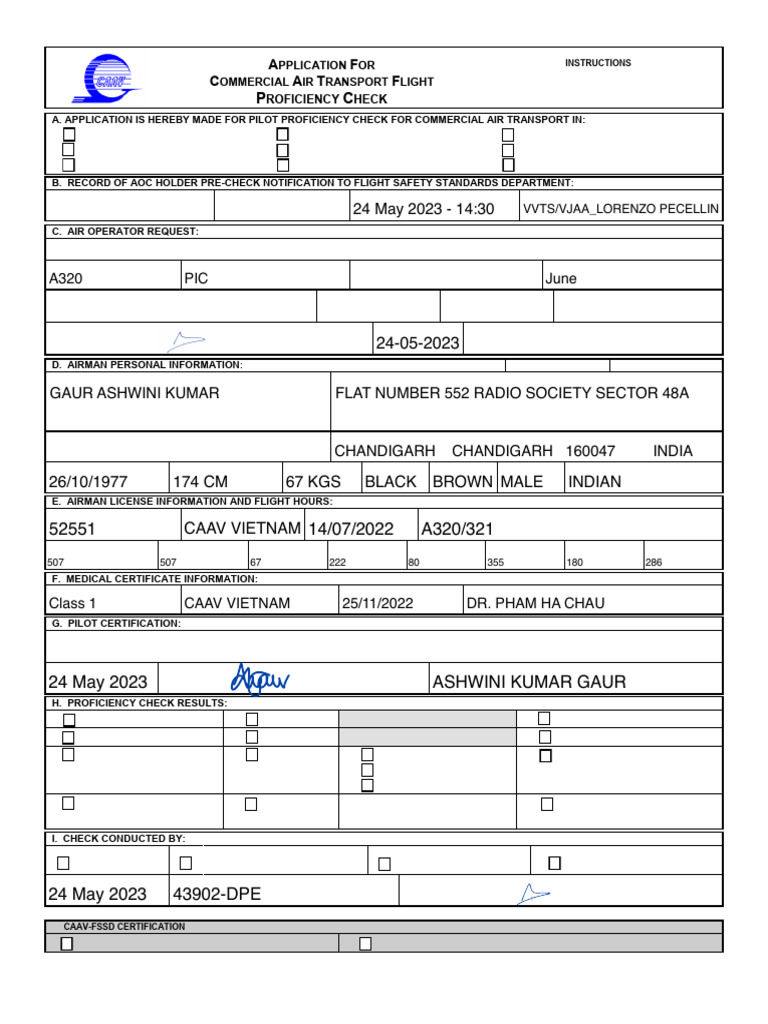 544 Form PEL Proficiency CAAV 5 | PDF | Instrument Flight Rules ...