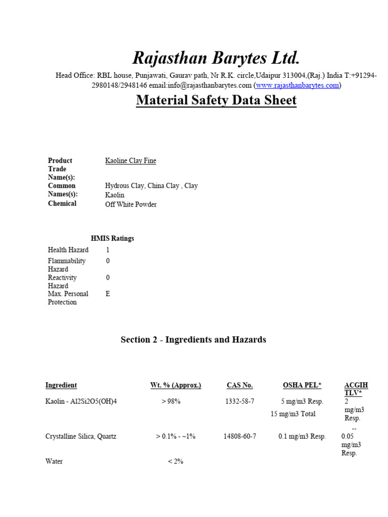 MSDS (44) | PDF | Carcinogen | Silicon Dioxide