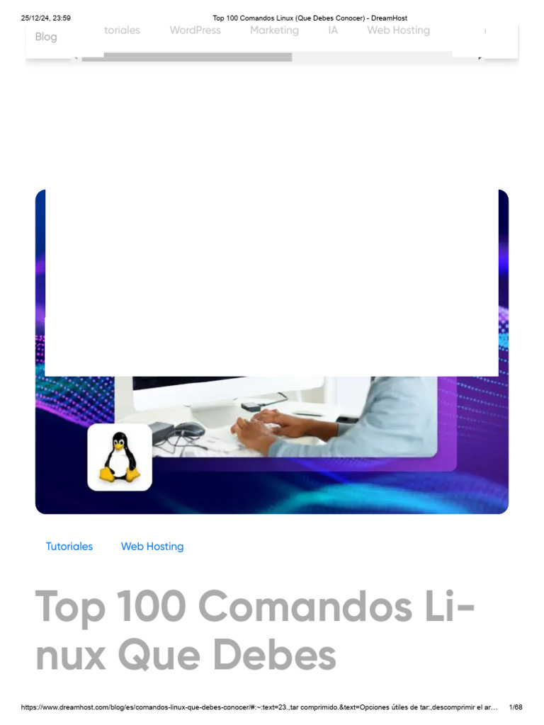 Top 100 Comandos Linux (Que Debes Conocer) - DreamHost | PDF | Archivo de computadora ...
