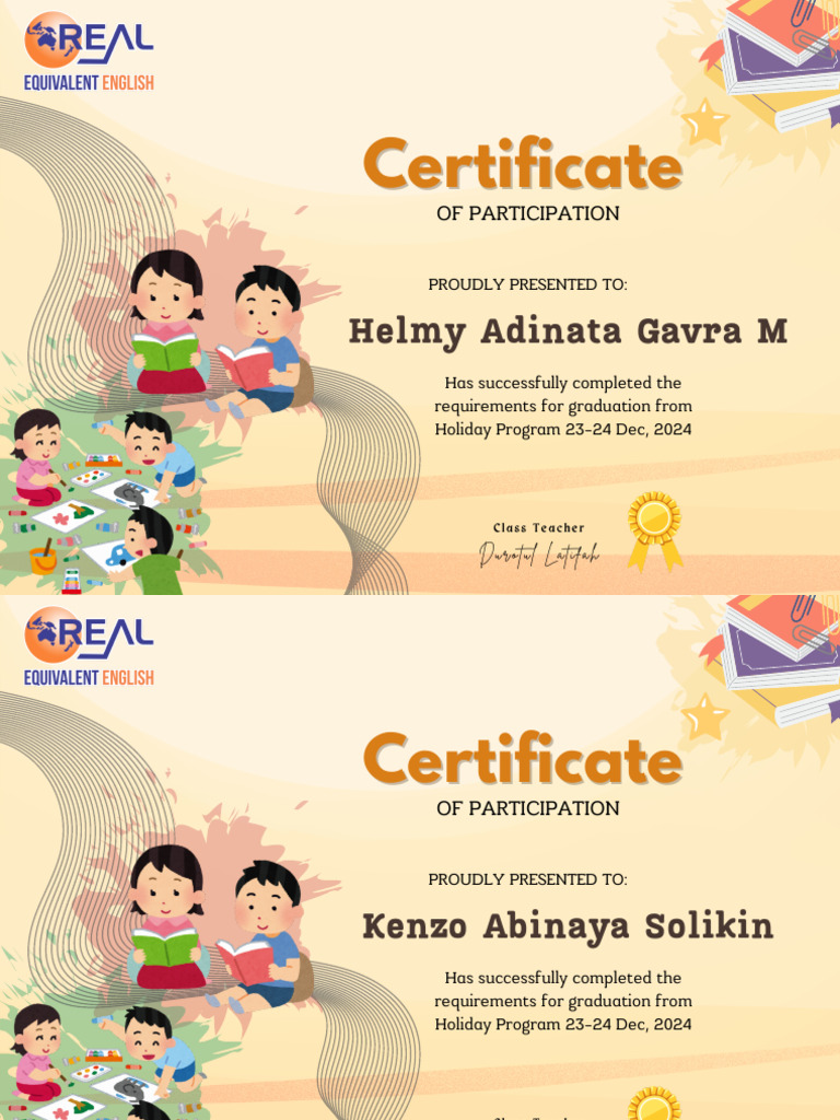White Colorful Animated Playful Kindergarten Graduation Certificate (2) | PDF