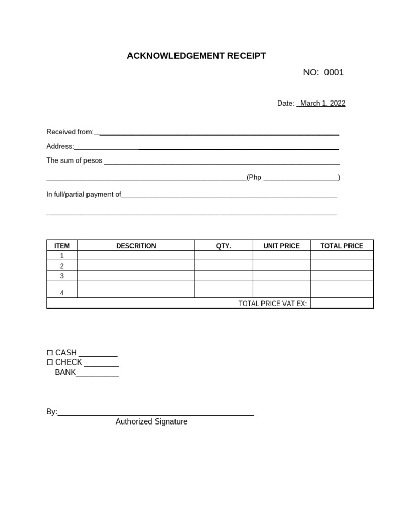 Acknowledgement Receipt Scribd | PDF