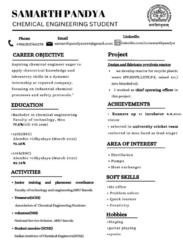 Samarth Pandya Pcbl Resume | PDF