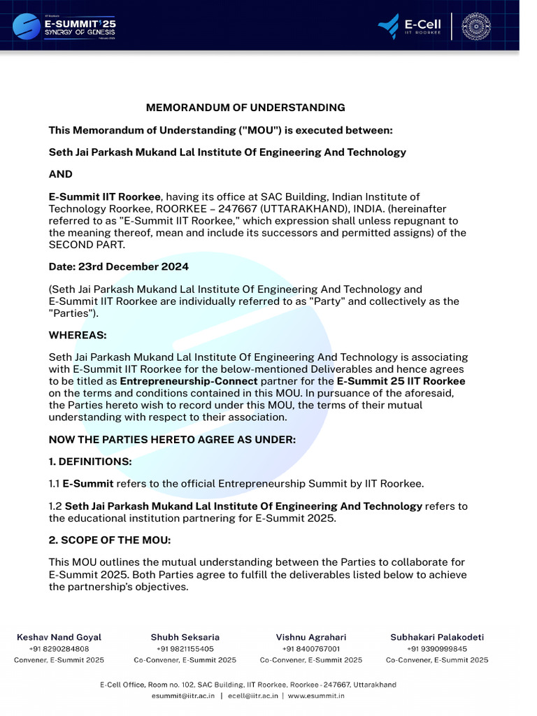 JMIT X E-Summit IIT Roorkee | PDF | Civil Law (Legal System) | Business Law