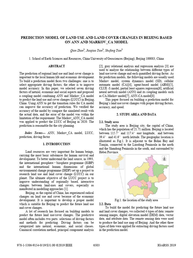 Prediction Model of Land Use and Land Cover Changes in Beijing Based on ...