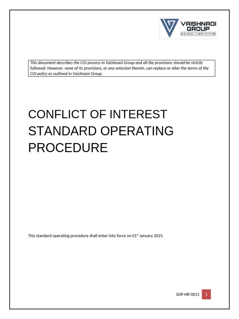COI_SOP_HR_0011 | PDF | Conflict Of Interest | Employment