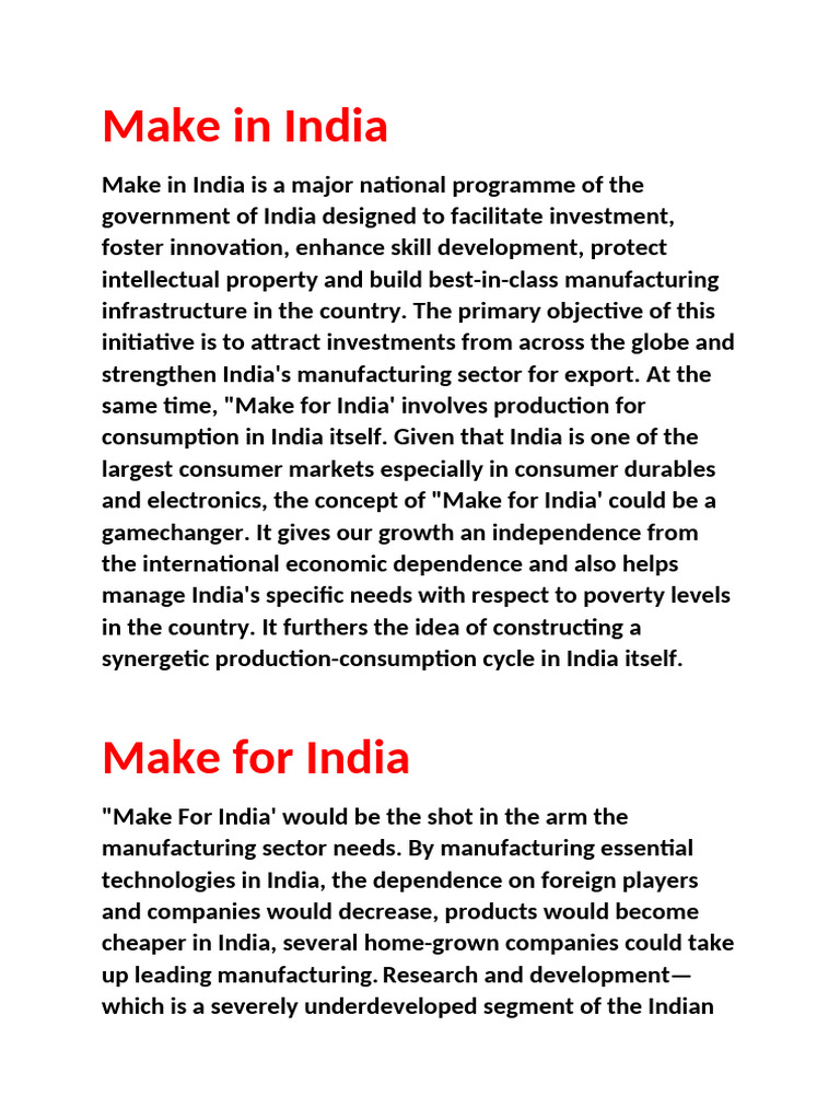 Make in India and Made For India | PDF