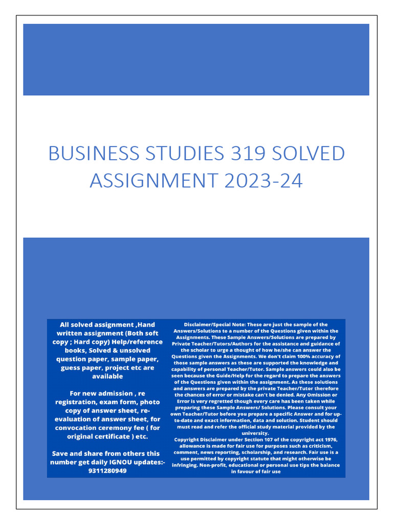 Business Studies 319 2023-24 | PDF | Investing | Risk