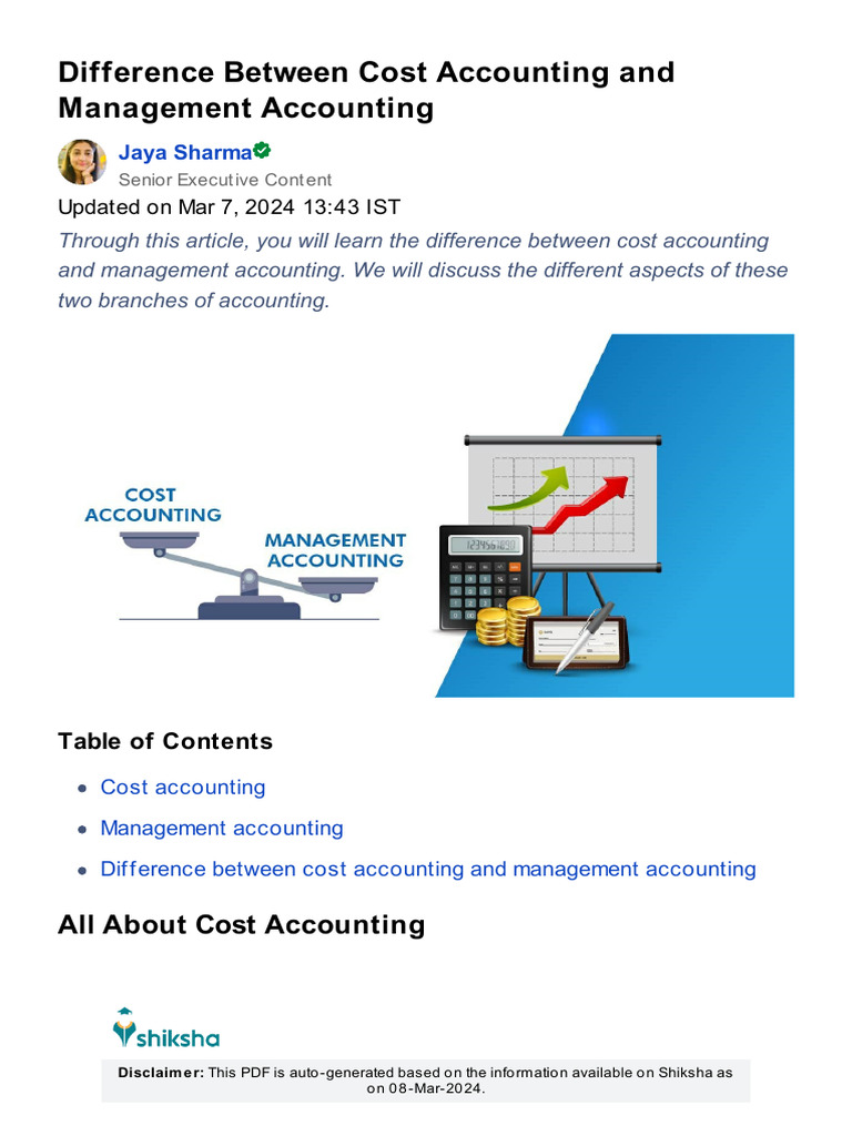 Cost vs Management Accounting Explained | PDF | Leverage (Finance ...