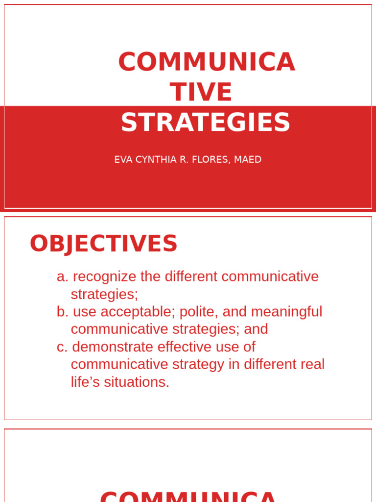 Communicative Strategies | PDF | Conversation | Human Communication