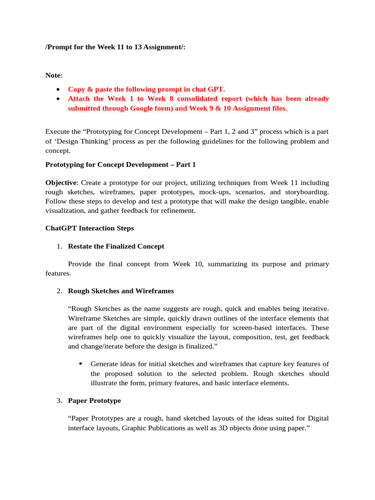 Design Thinking - Swayam Course - Weeks 11 To 13 Prompts | PDF | Human ...