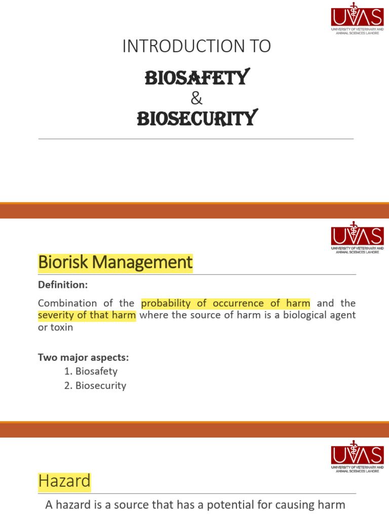 1. Introduction to Biosafety and Biosecurity | PDF | Risk | Safety