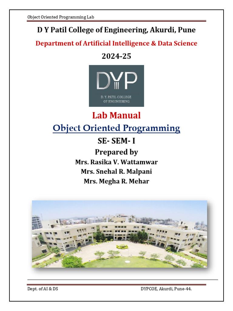 OOP Lab Manual 2024-25 | PDF | Programming | Constructor (Object ... OOP Lab Manual 2024-25 | PDF | Programming | Constructor (Object ...