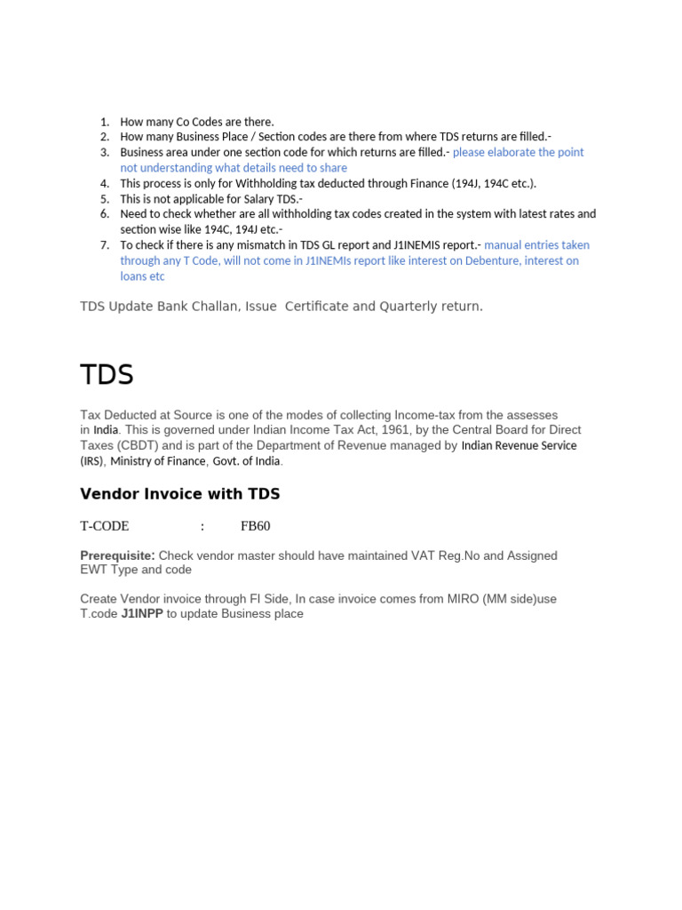 TDS Process, Issue Certificate & Quarterly Return | PDF | Taxes ...