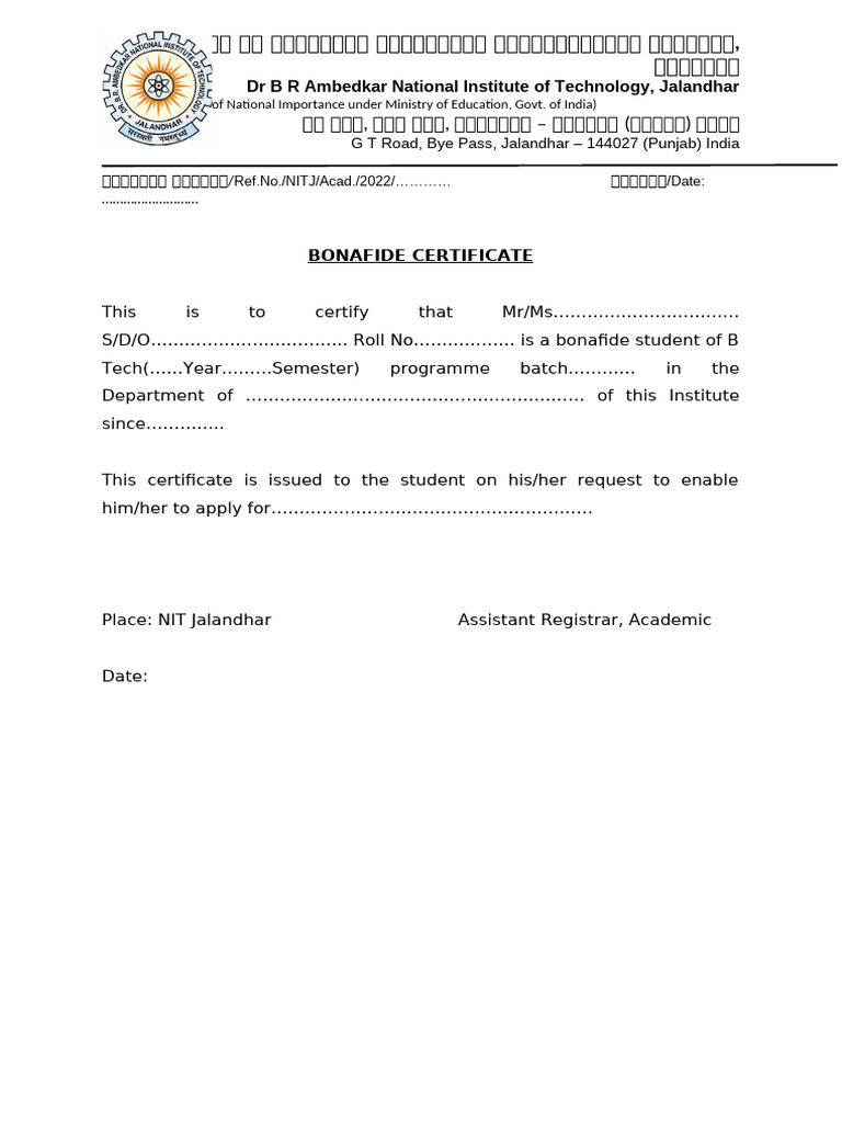 Bonafide Sample | PDF