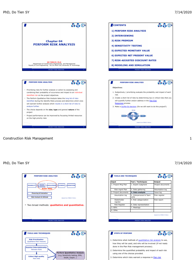 Chapter 4. Quantitative Project Risk Analysis | PDF | Net Present Value | Risk