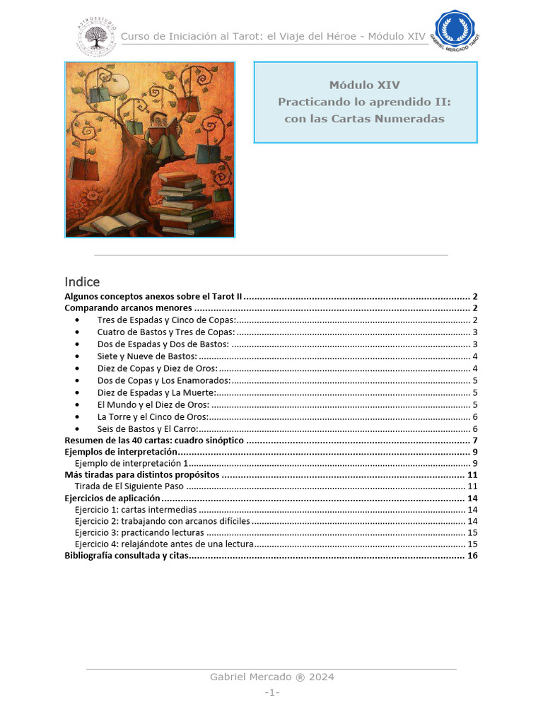 Modulo 14 - Practicando Lo Aprendido II Con Las Cartas Numeradas 1 | PDF | Tarot | Arcanos Mayores