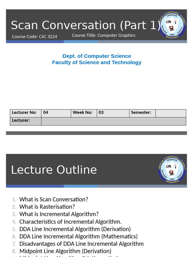 Chapter 2 (Part_1)_Scan Conversation | PDF | Computer Science | Computing