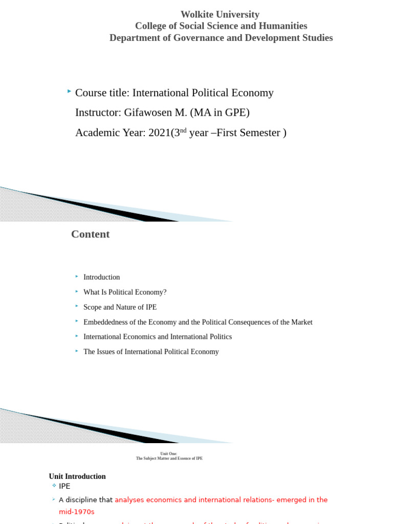 IPE Chapter 1 ppt | PDF | Economics | Market (Economics)