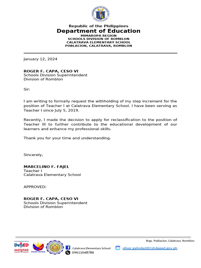 Request For Step Increment | PDF