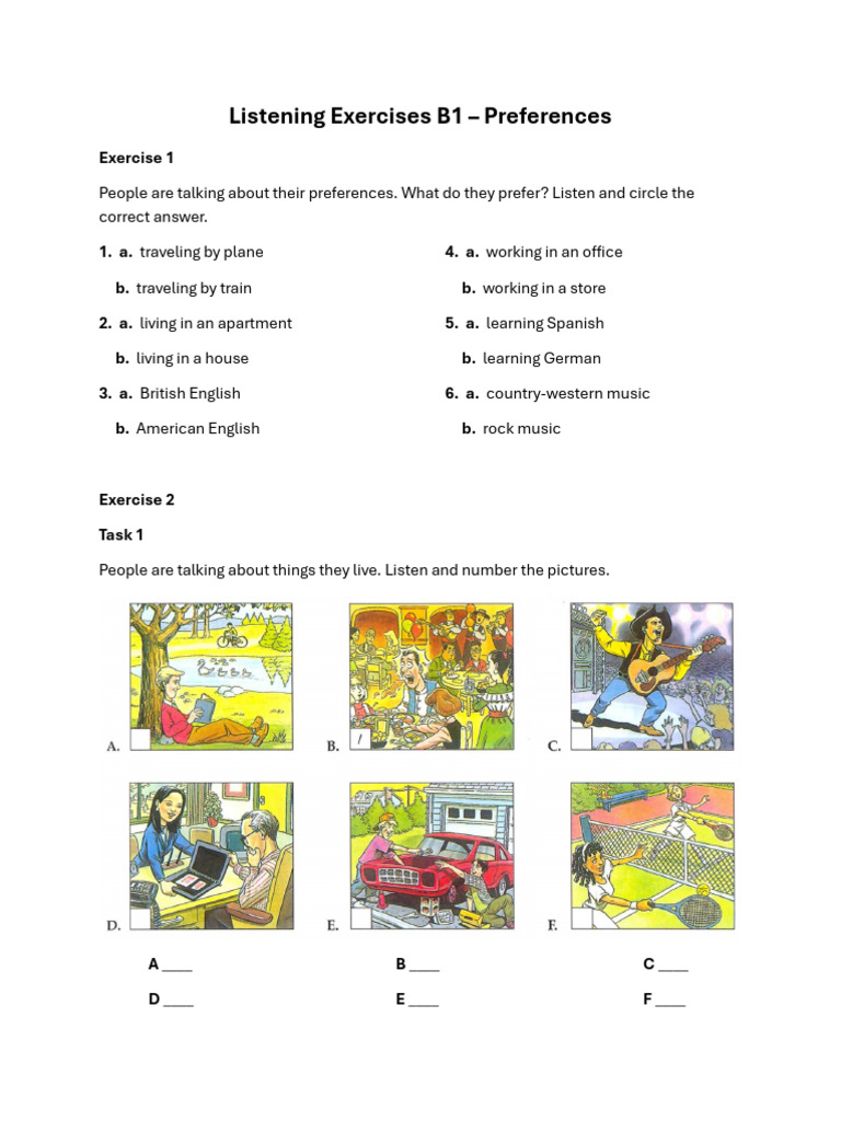 K071224_Listening Exercises B1_preferences | PDF