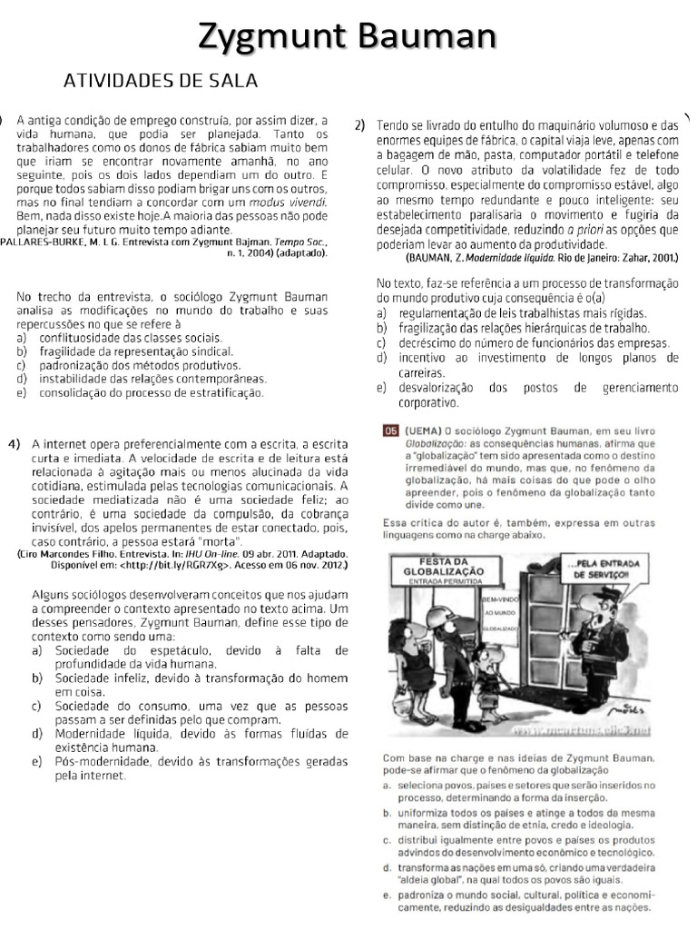 Exercícios - Bauman | PDF