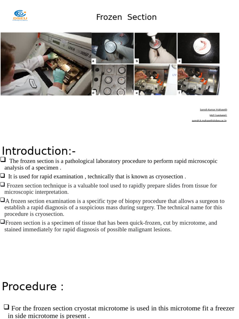 Frozen Section | PDF | Pathology | Clinical Medicine