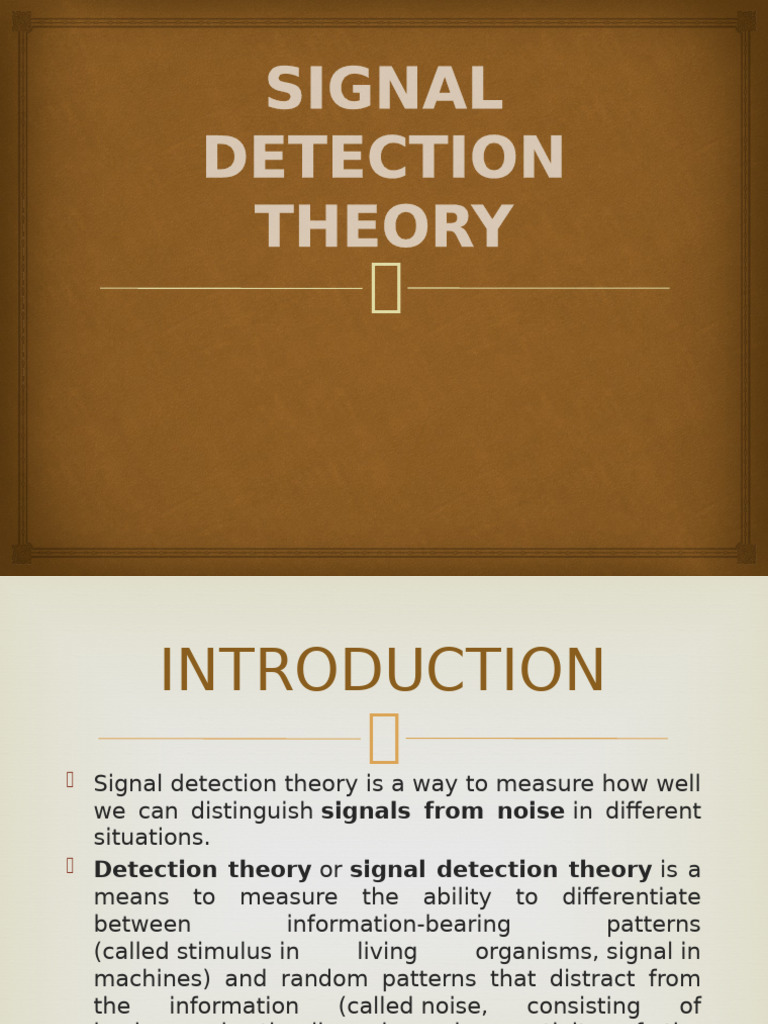 Signal Detection Theory | PDF | Cognitive Science | Psychology