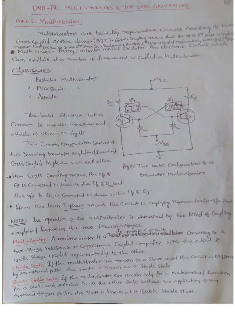 Unit-4 Part-1 - Multivibrators | PDF
