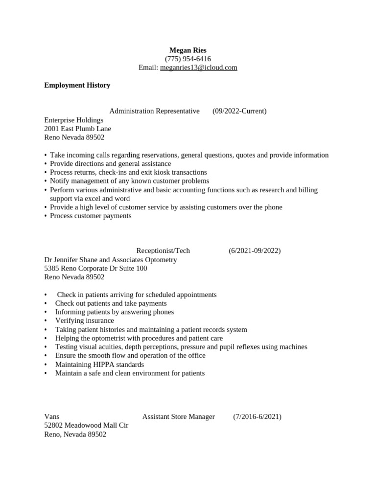 Resume Word Doc Updated | PDF | Cash | Pharmacy