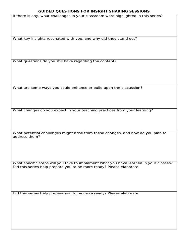 Insights from Sharing Sessions | PDF