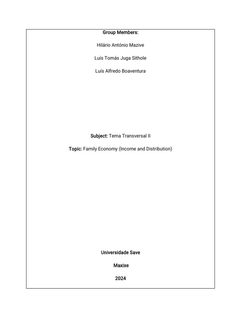 Family Economy | PDF | Cost Of Living | Income