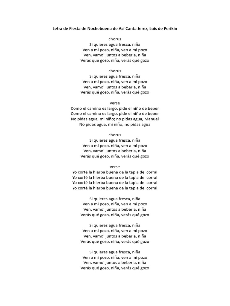 Letra de Fiesta de Nochebuena de Así Canta Jerez | PDF