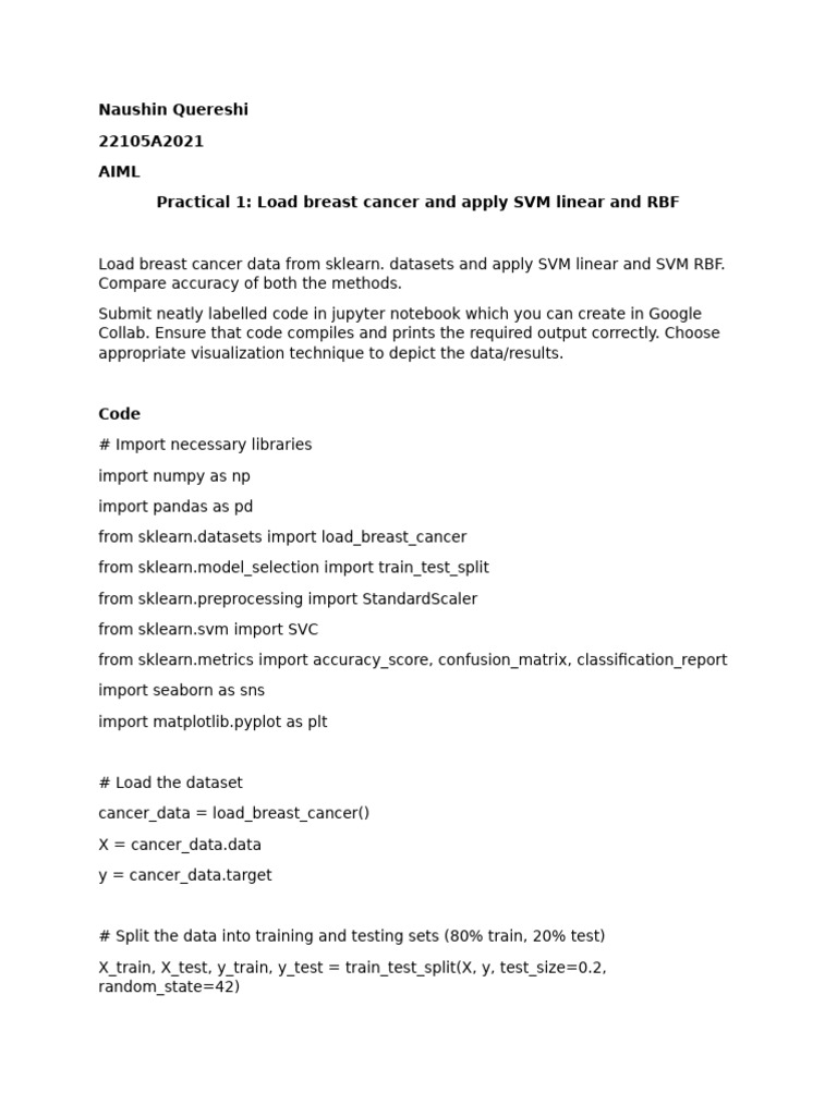 AIML Practical 01 22105A2021 | PDF | Support Vector Machine | Multivariate Statistics