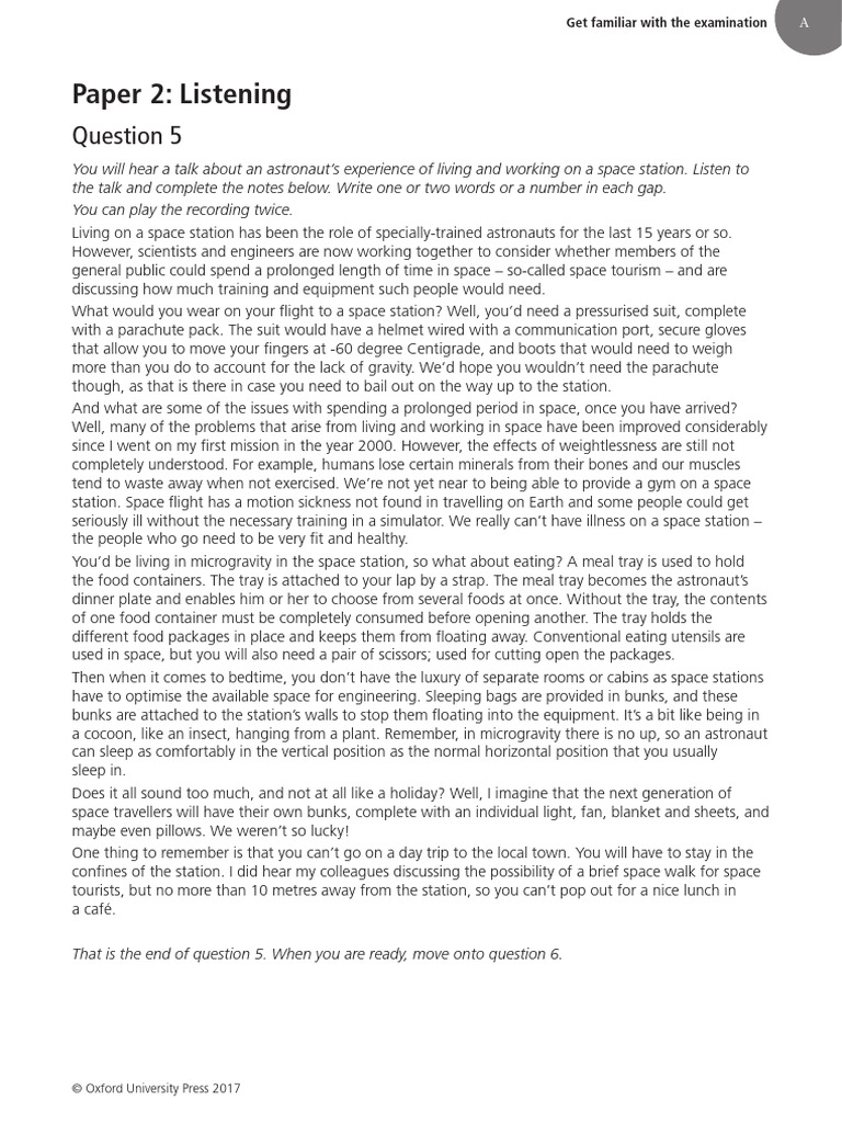 Revision Guides_Listening Papers_Section A_Q5 | PDF | Weightlessness ...