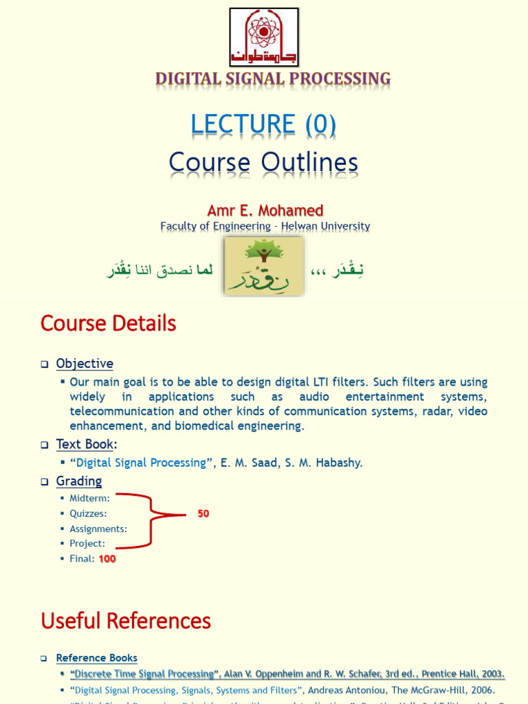 Digital Signal Processing Course Overview | PDF | Digital Signal ...