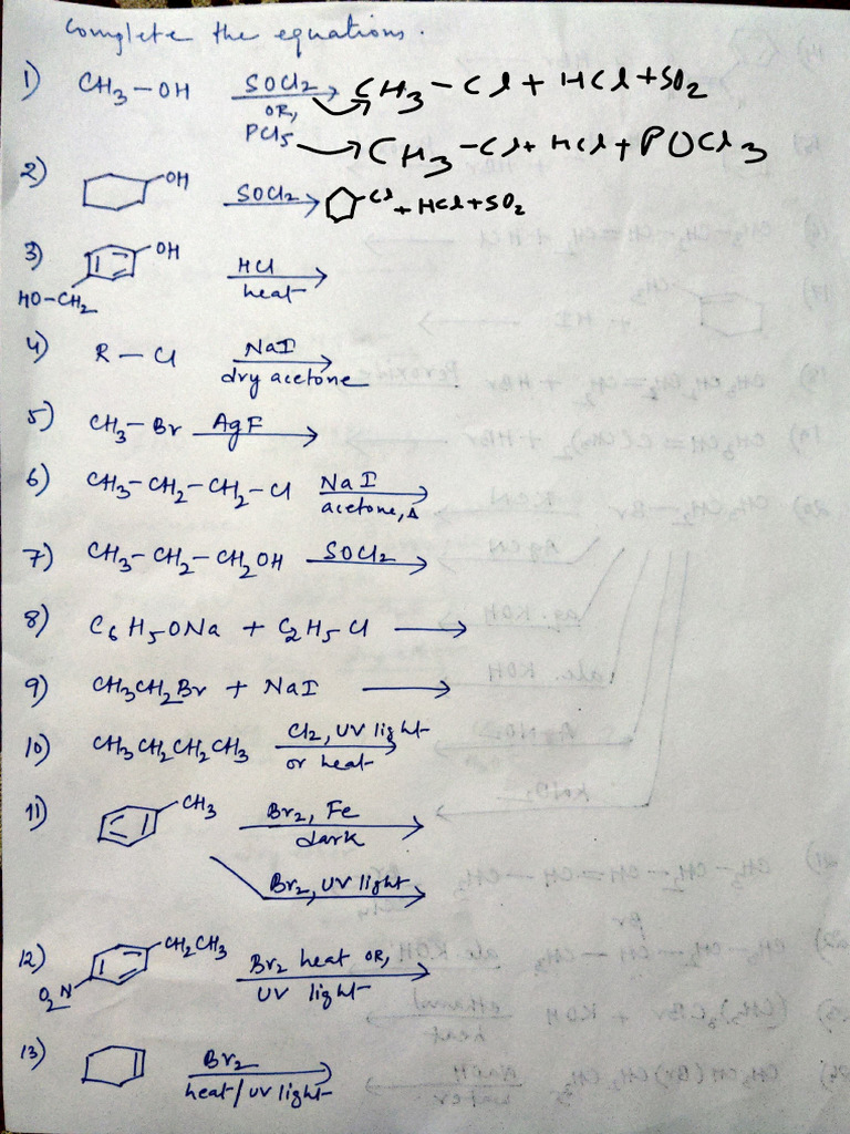 Imp Complete the Equations_Organic Chemistry | PDF