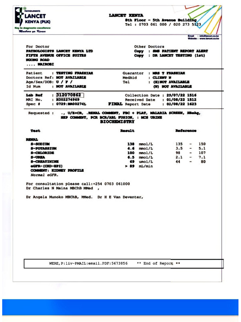 Pathologists Lancet Kenya - Report | PDF